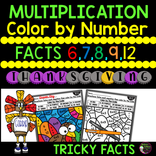 Thanksgiving Multiplication Color By Number Tricky Made By Teachers thanksgiving-multiplication-color-by-number-tricky-made-by-teachers