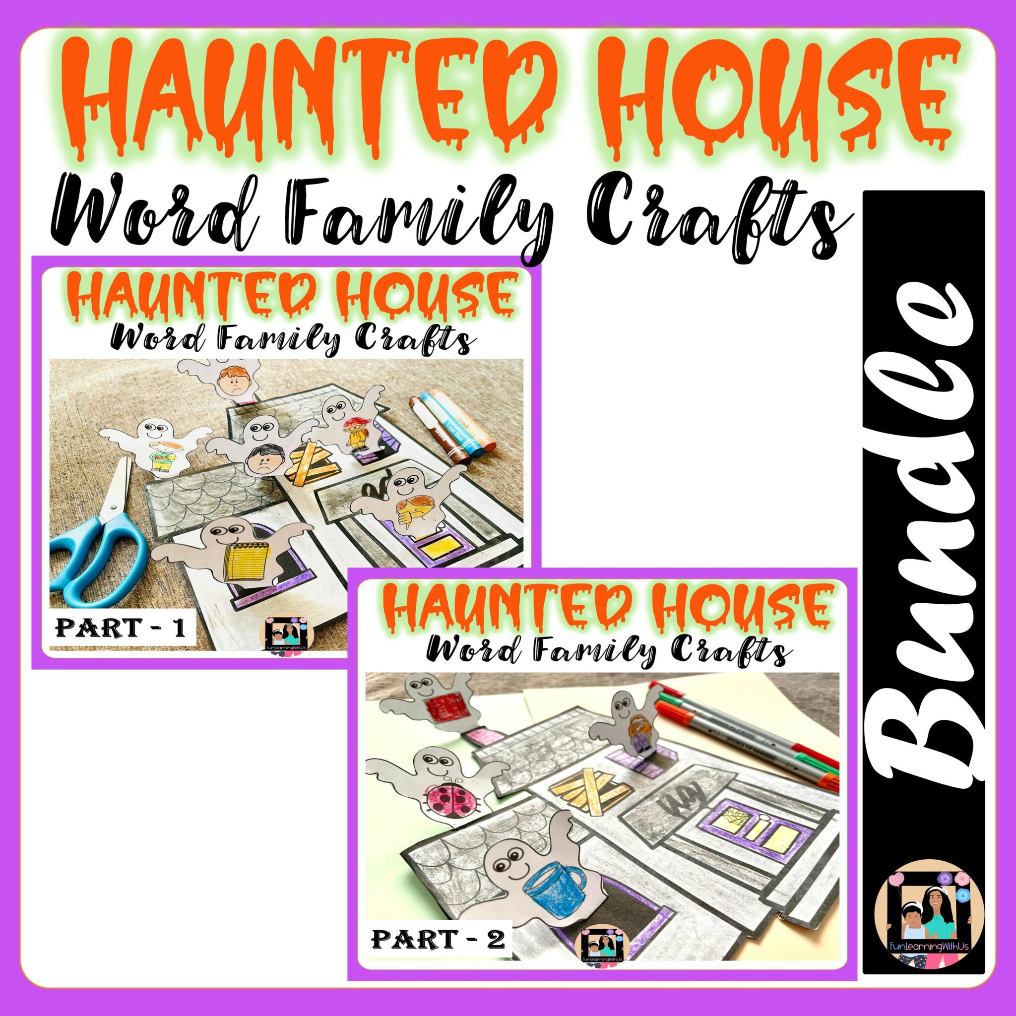 Haunted House Craft Bundle | Halloween word Family | Made By Teachers