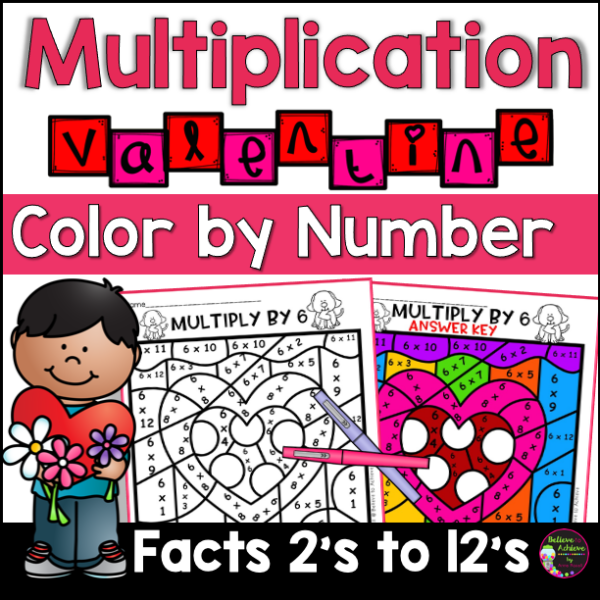 Valentine's Day Multiplication Color by Number | Made By Teachers