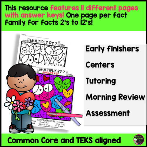 Valentine's Day Multiplication Color by Number | Made By Teachers