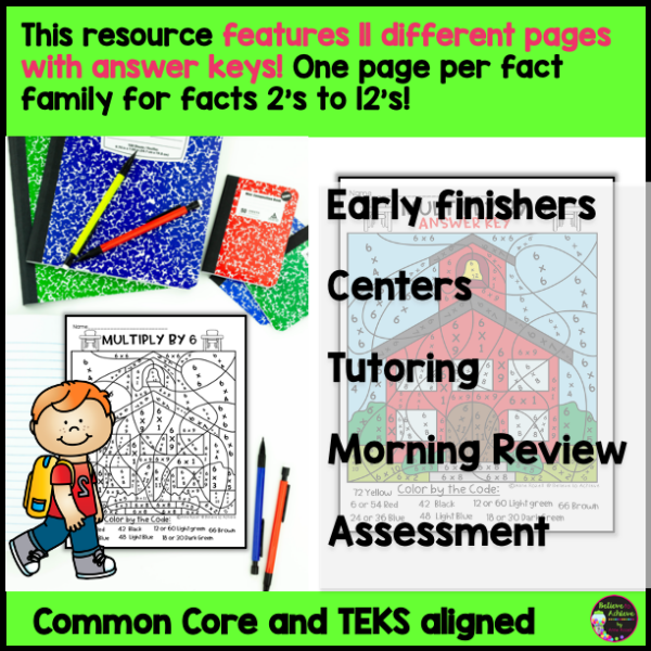 Back to School Multiplication Color by Number | Made By Teachers