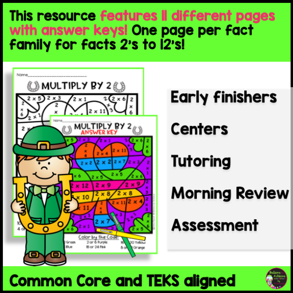 St. Patrick's Day Multiplication Color by Number - Made By Teachers