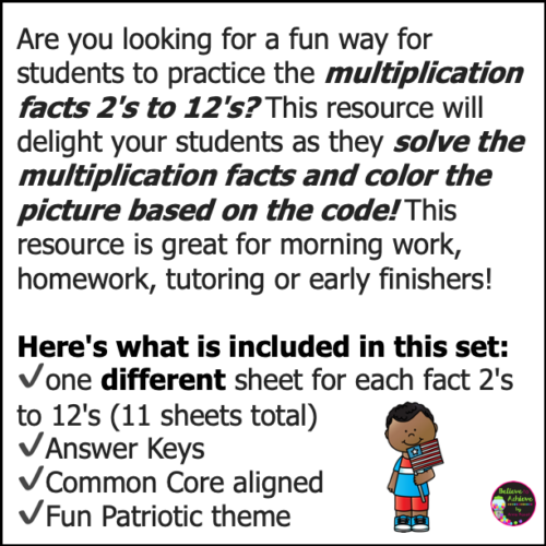 Patriotic Multiplication Color by Number | Made By Teachers