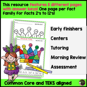 Mardi Gras Multiplication Color by Number | Made By Teachers