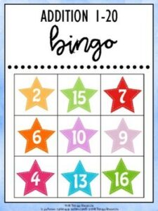 Addition Facts Numbers 1-20 BINGO GAME - Made By Teachers