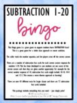 1 and 2 Digit SUBTRACTION BINGO GAME - Numbers 1-20 | Made By Teachers