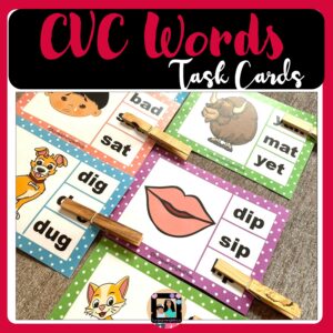 CVC Words Task Cards Phonemic Awareness cards | Made By Teachers