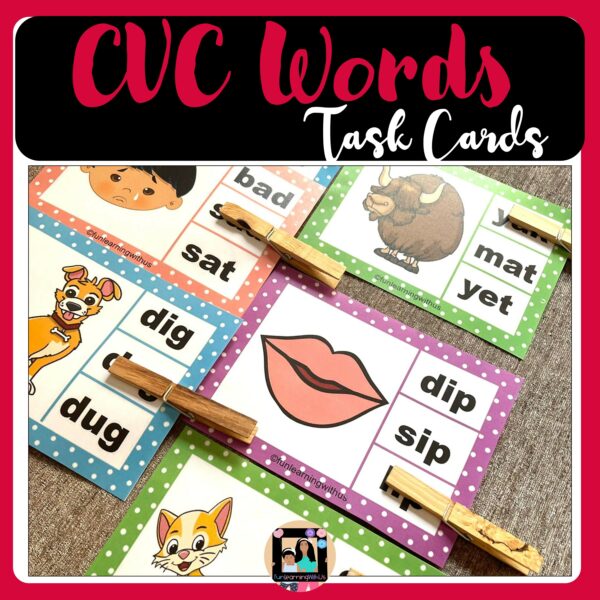 CVC Words Task Cards Phonemic Awareness cards | Made By Teachers