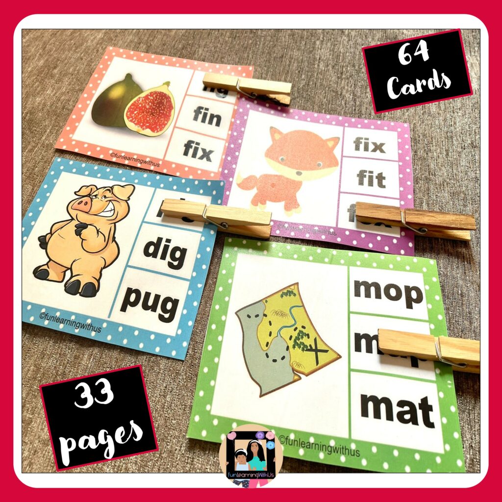CVC Words Task Cards Phonemic Awareness cards | Made By Teachers