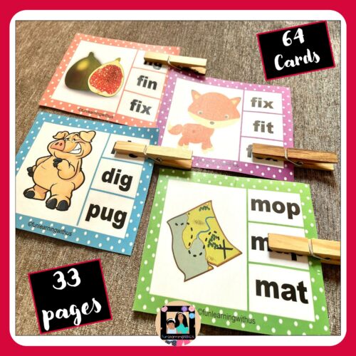 CVC Words Task Cards Phonemic Awareness cards | Made By Teachers