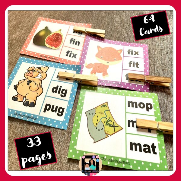 CVC Words Task Cards Phonemic Awareness cards | Made By Teachers