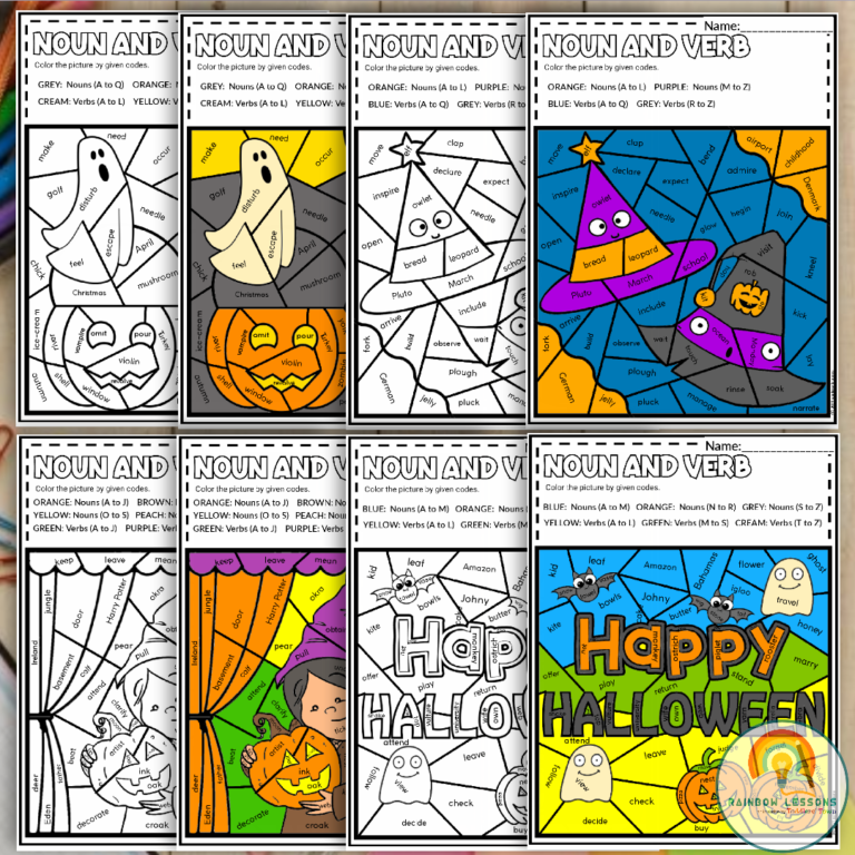 Halloween Color by Word | Noun and Verbs Activity - Made By Teachers
