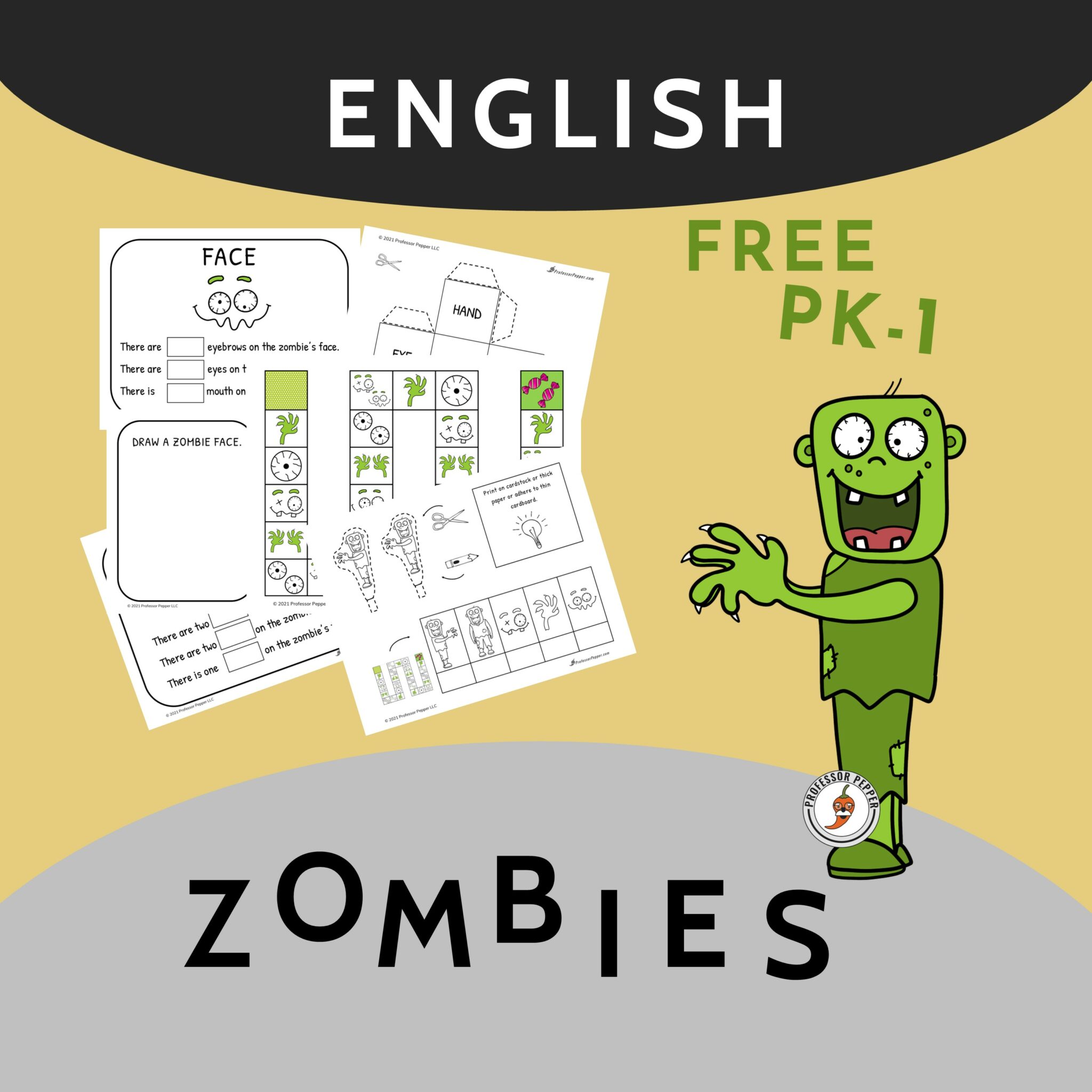 Free English PK-1st Sampler: Zombie Edition | Made By Teachers