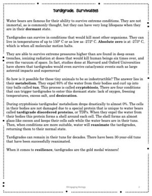 Tardigrades Informational Text Activity | Made By Teachers