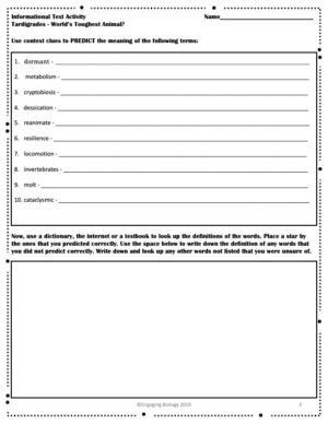 Tardigrades Informational Text Activity - Made By Teachers