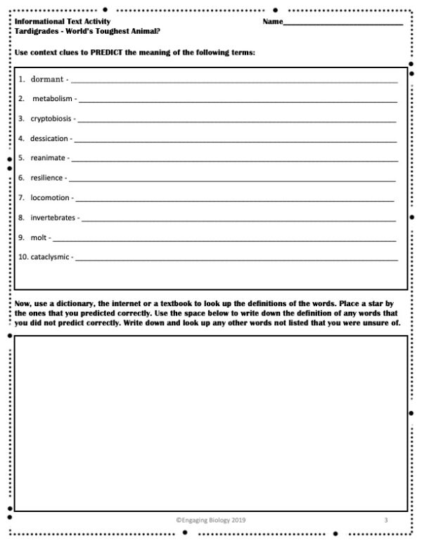 Tardigrades Informational Text Activity - Made By Teachers