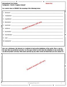 Tardigrades Informational Text Activity | Made By Teachers