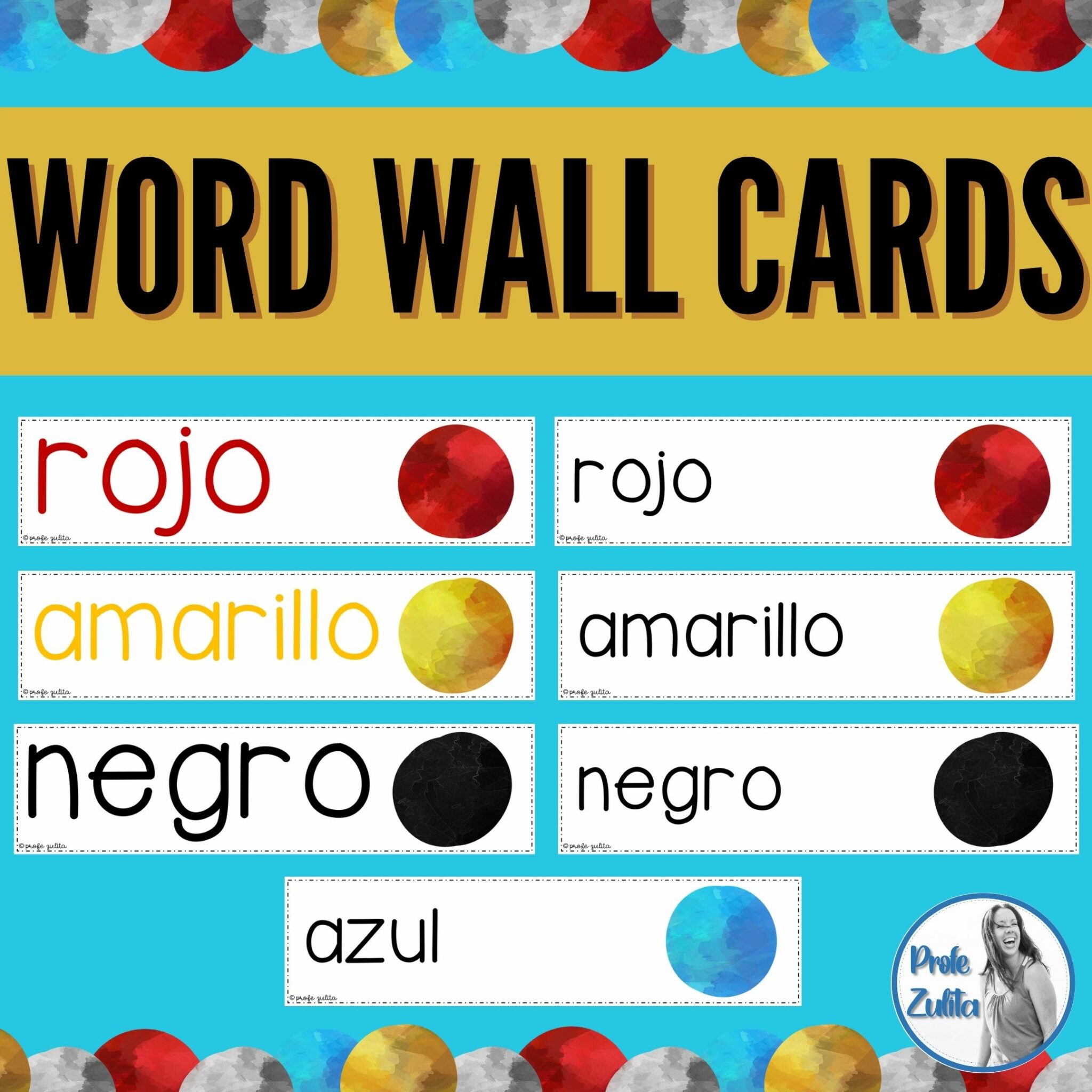 24 Spanish Colors Word Wall Cards - Made By Teachers