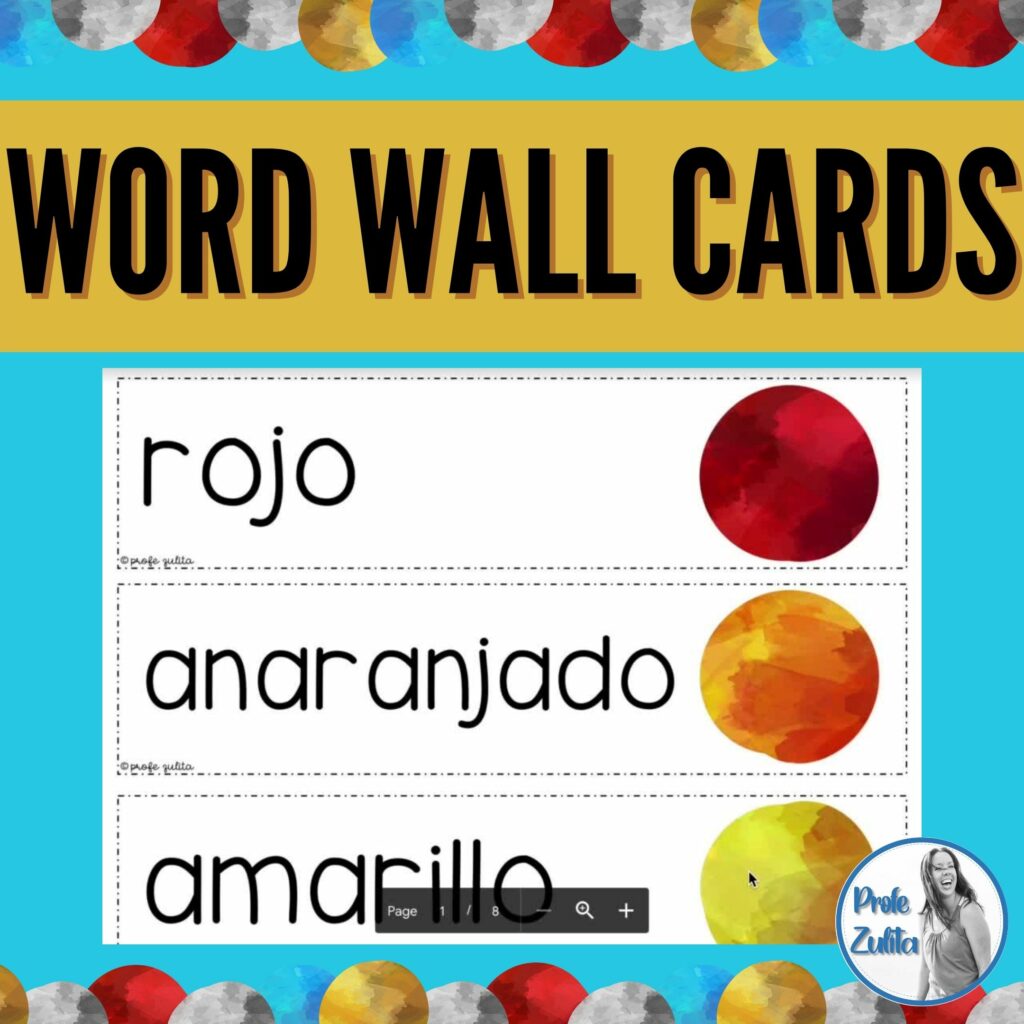 24 Spanish Colors Word Wall Cards - Made By Teachers
