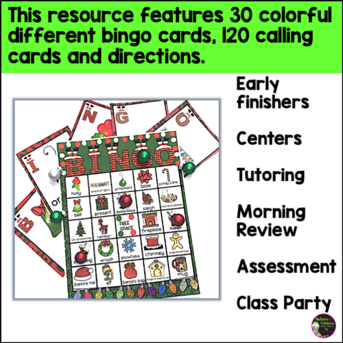 Christmas Bingo Activity Game 30 Unique Bingo Card - Made By Teachers