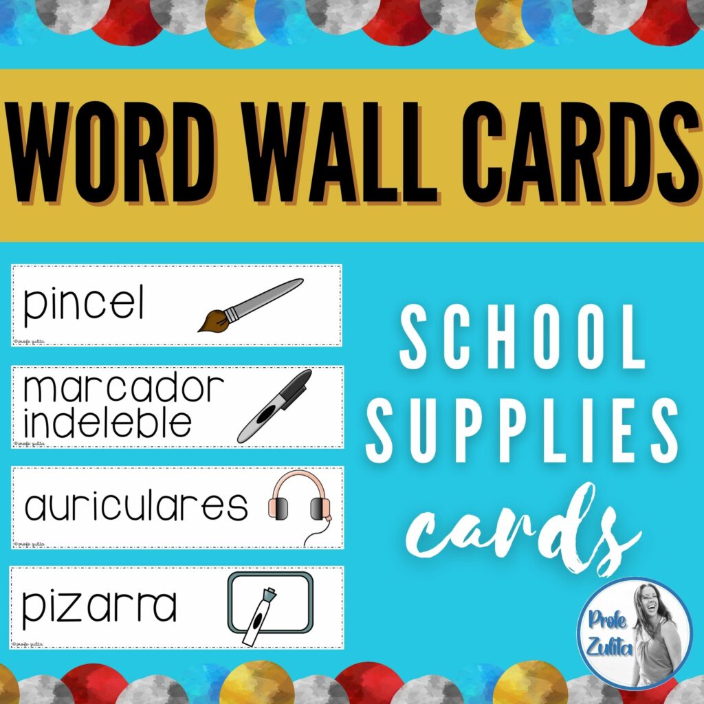 46 Spanish School Supplies Word Wall Cards | Vocab | Made By Teachers
