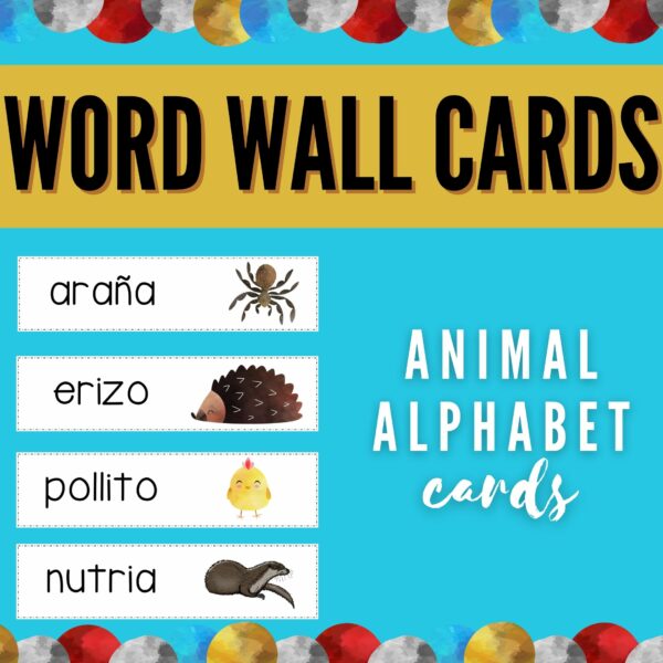 52 Spanish Animal Word Wall Cards | Vocabulary - Made By Teachers