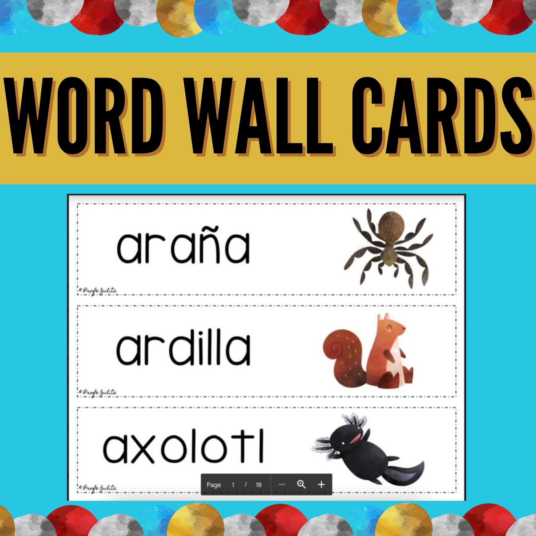 52 Spanish Animal Word Wall Cards | Vocabulary | Made By Teachers