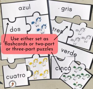 Spanish Numbers and Colors Puzzles and Worksheets | Made By Teachers