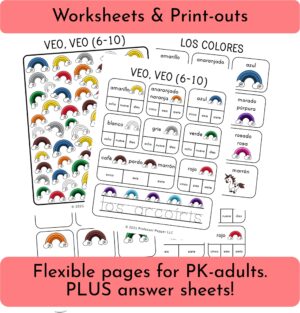 Spanish Numbers and Colors Puzzles and Worksheets | Made By Teachers