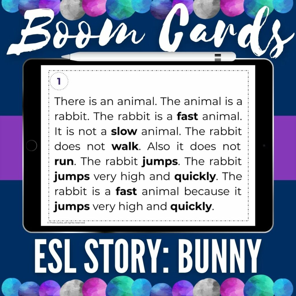 Boom Cards | ESL Short Story: Bunny | Reading | Made By Teachers