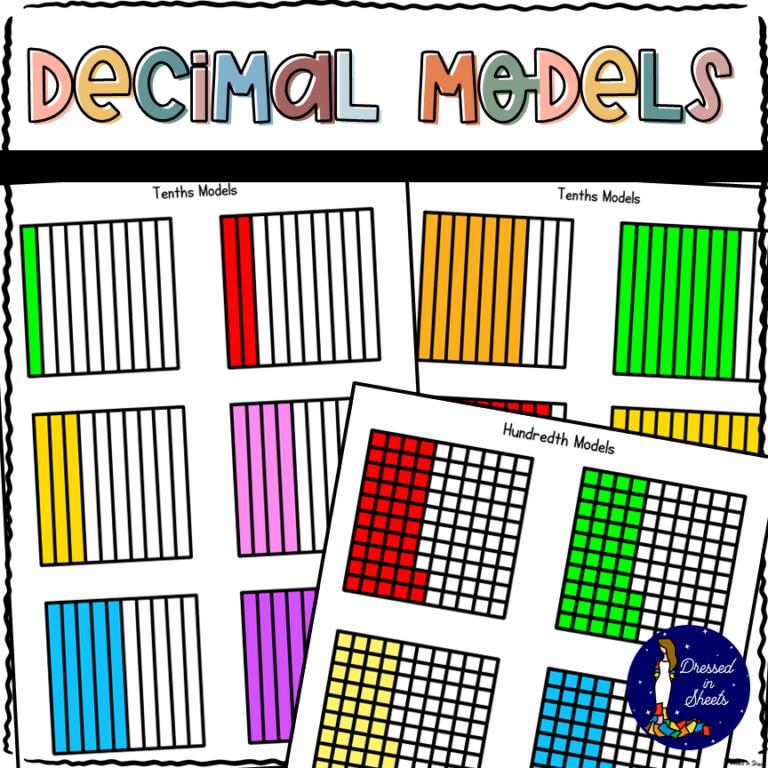 Printable Decimal Models Tenths and Hundredths | Made By Teachers