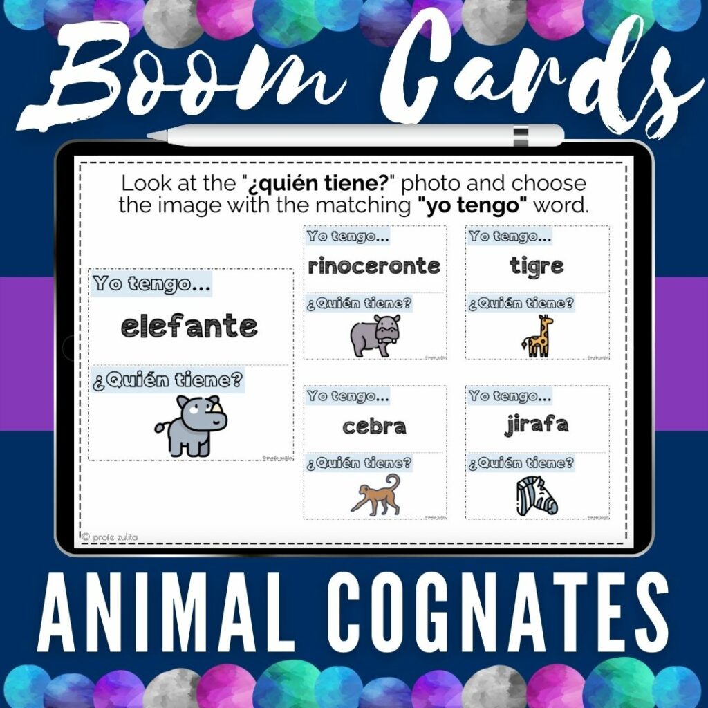 Boom Cards | Spanish Animal Cognates Practice | | Made By Teachers
