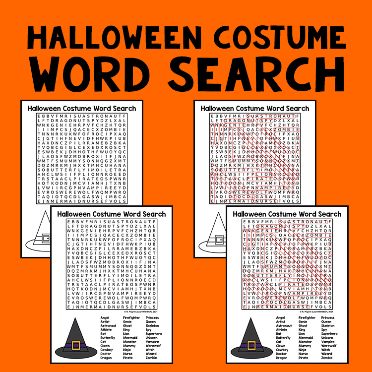 Halloween Costume Word Search Coloring Page Puzzle - Made By Teachers
