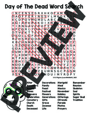 Dia De Los Muertos Word Search Coloring Page - Made By Teachers