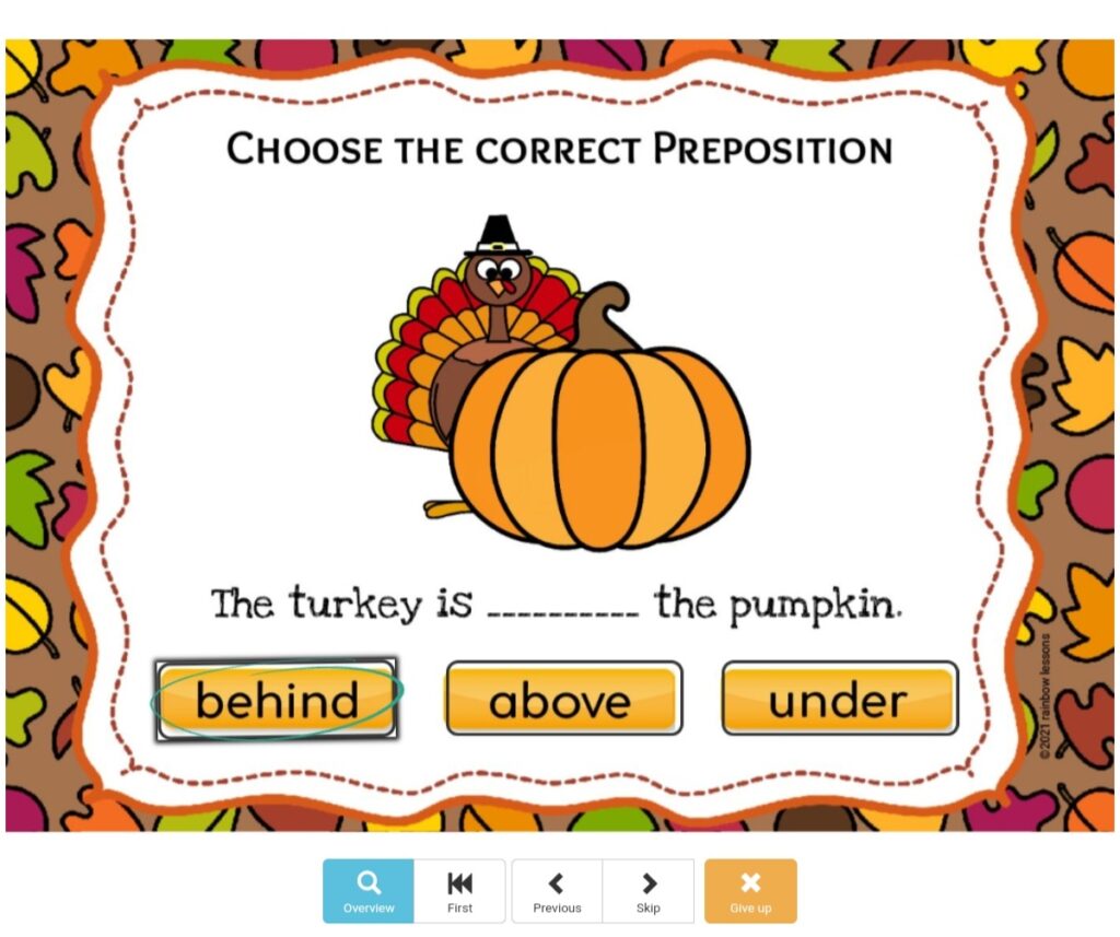Thanksgiving Prepositions | Thanksgiving Activity - Made By Teachers