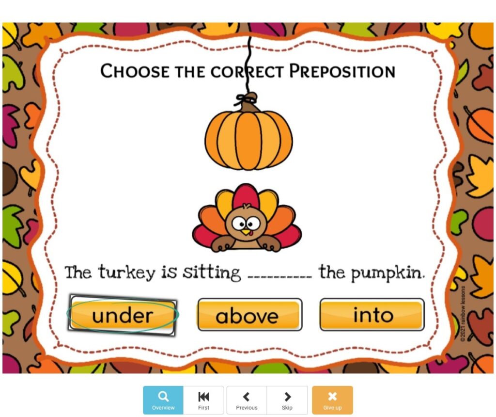 Thanksgiving Prepositions | Thanksgiving Activity - Made By Teachers