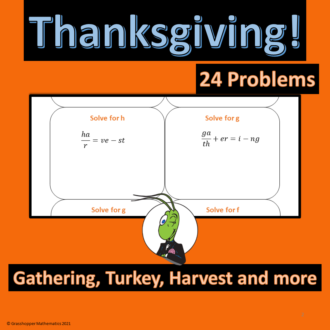Thanksgiving Literal Equations | Made By Teachers