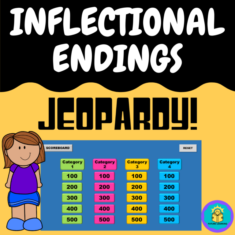 Inflectional Endings s es ed and ing Jeopardy Game | Made By Teachers