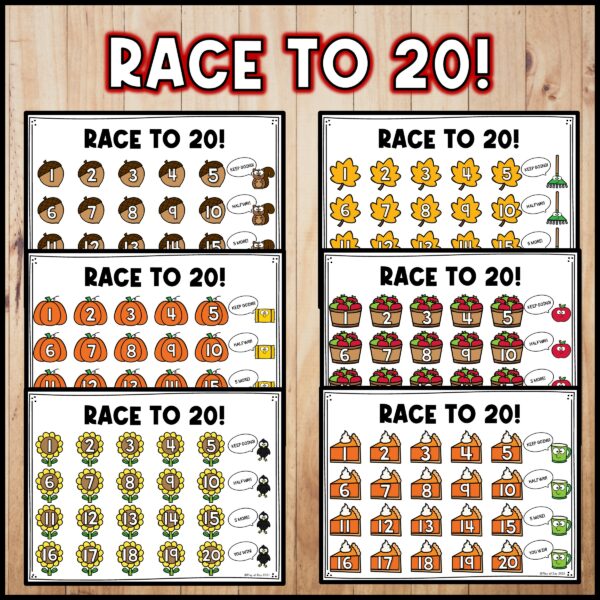 Fall Race to 20 Mats | Counting to 20 | Made By Teachers