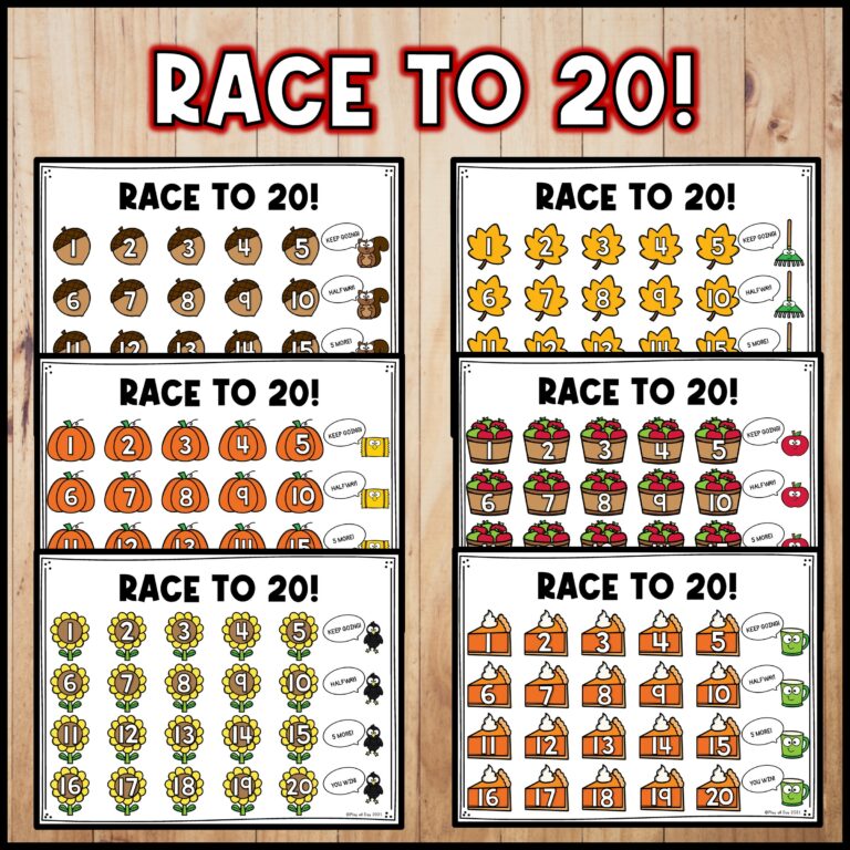 Fall Race to 20 Mats | Counting to 20 | Made By Teachers