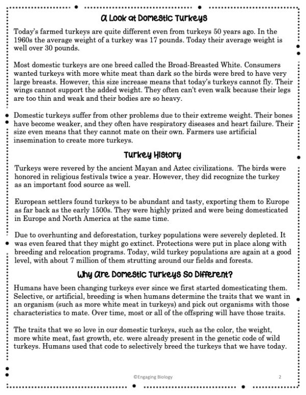 Informational Text Activity A Tale of Two Turkeys - Made By Teachers