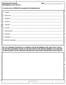 Informational Text Activity A Tale of Two Turkeys | Made By Teachers