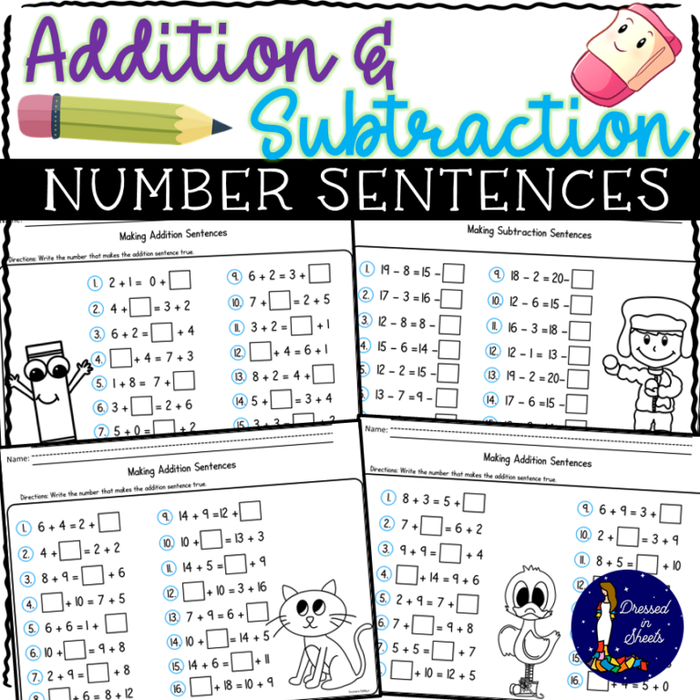 Making Addition and Subtraction Sentences Workshee | Made By Teachers