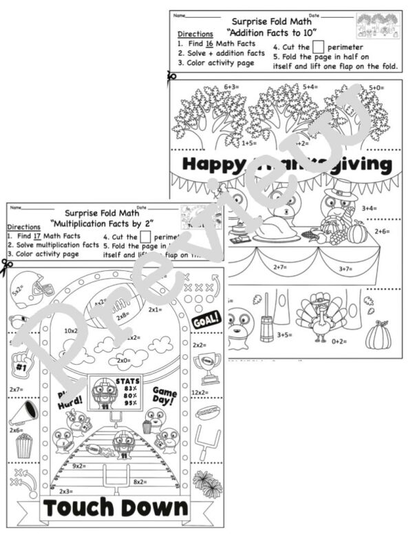 Thanksgiving Football Printable Coloring Math Page | Made By Teachers