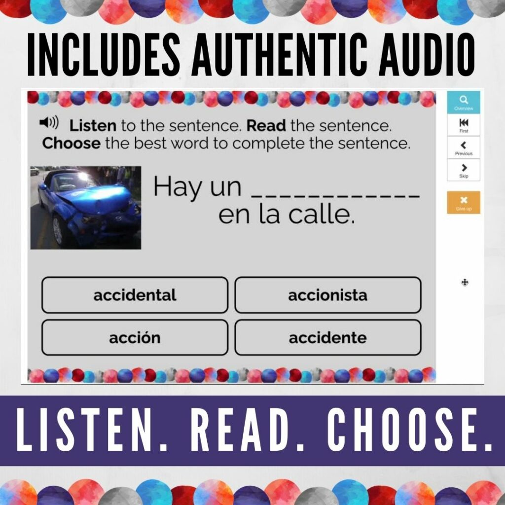 Boom Cards | Spanish Cognates Practice with audio - Made By Teachers