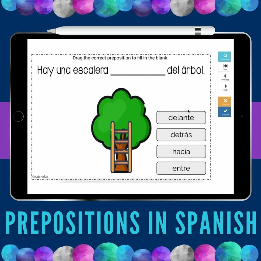 Boom Cards | Spanish prepositions practice | Made By Teachers