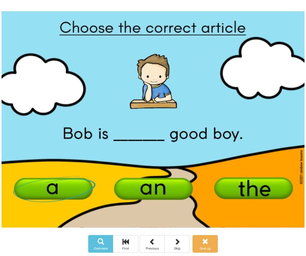 Definite and Indefinite Articles Boom Cards - Made By Teachers