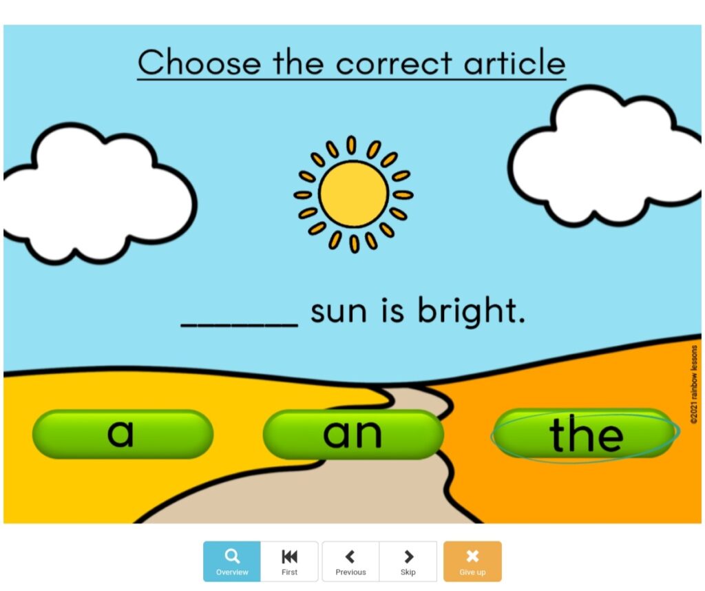 Definite and Indefinite Articles Boom Cards - Made By Teachers