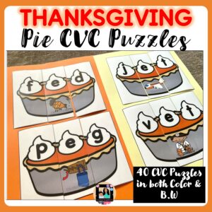 Thanksgiving Short Vowel CVC Puzzles | Made By Teachers