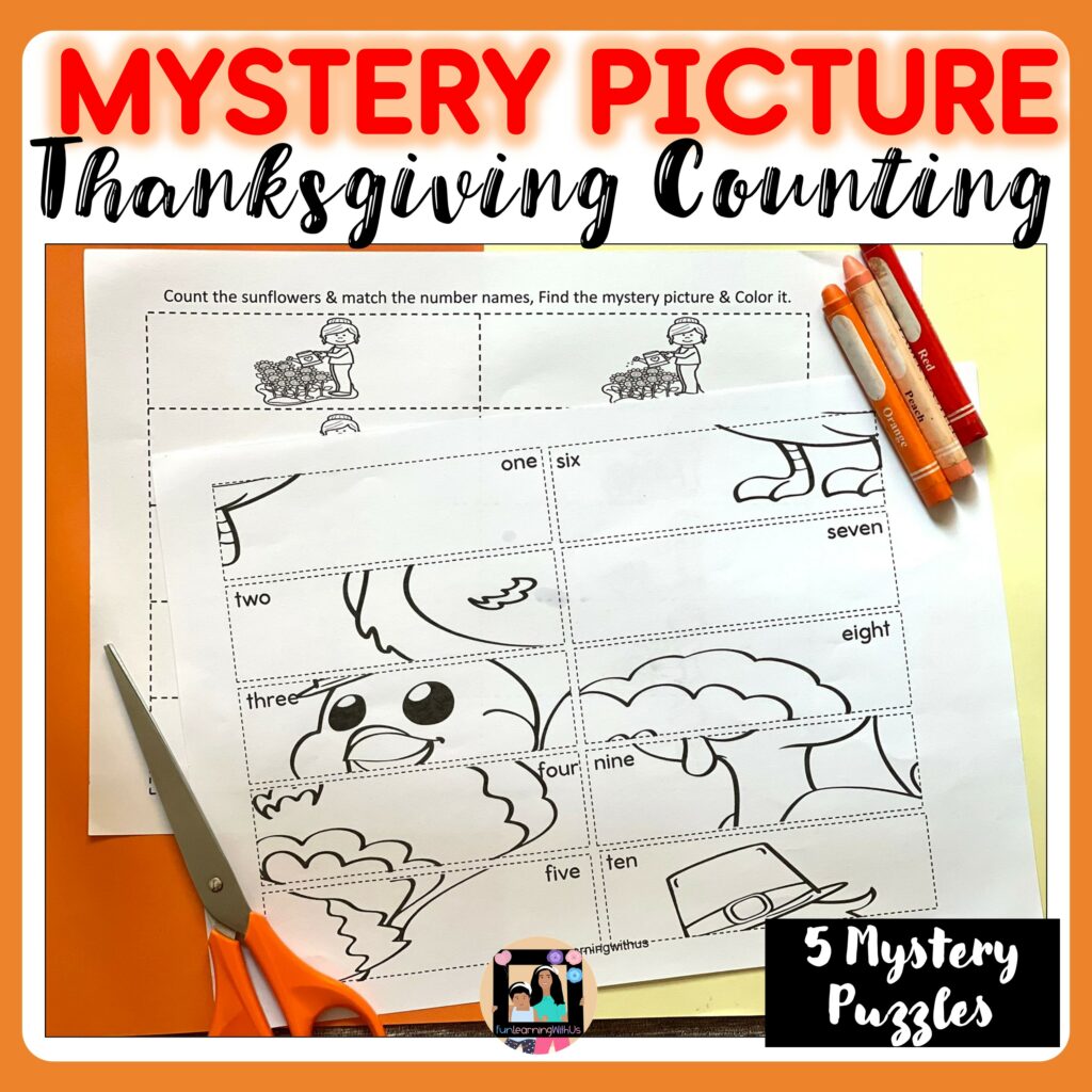 Thanksgiving Counting 1-10 Mystery Pictures - Made By Teachers
